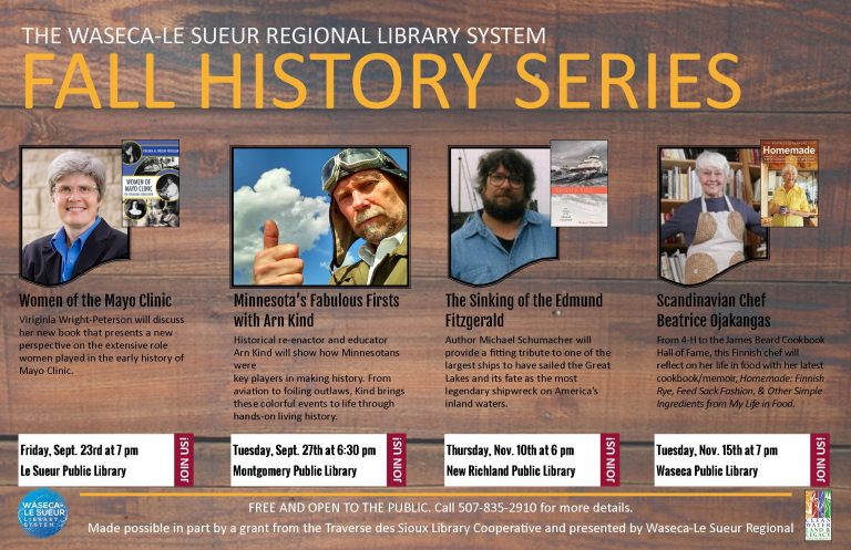 Announcing Our Fall History Series – Waseca-Le Sueur Library